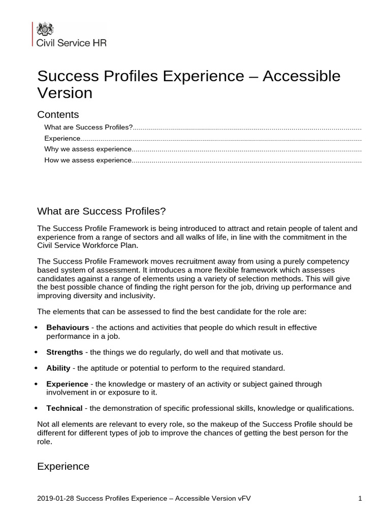 2019 01 28 Success Profiles Experience Accessible Version | PDF