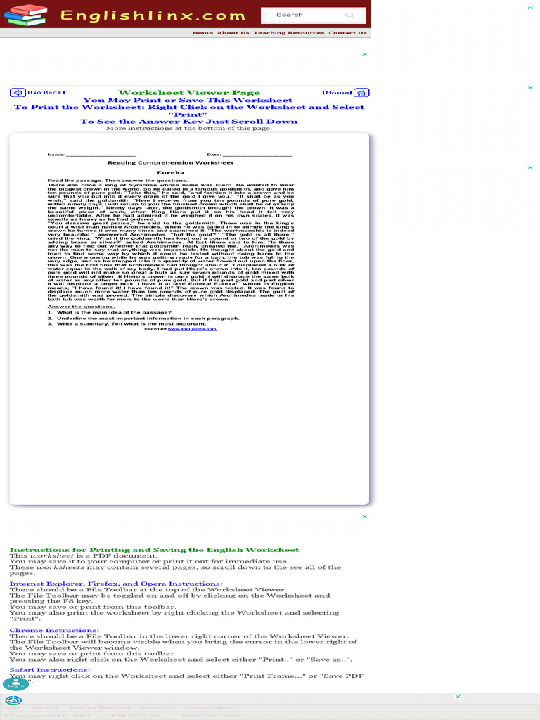 Englishlinx.com PDF Viewer Page for English Worksheets | PDF