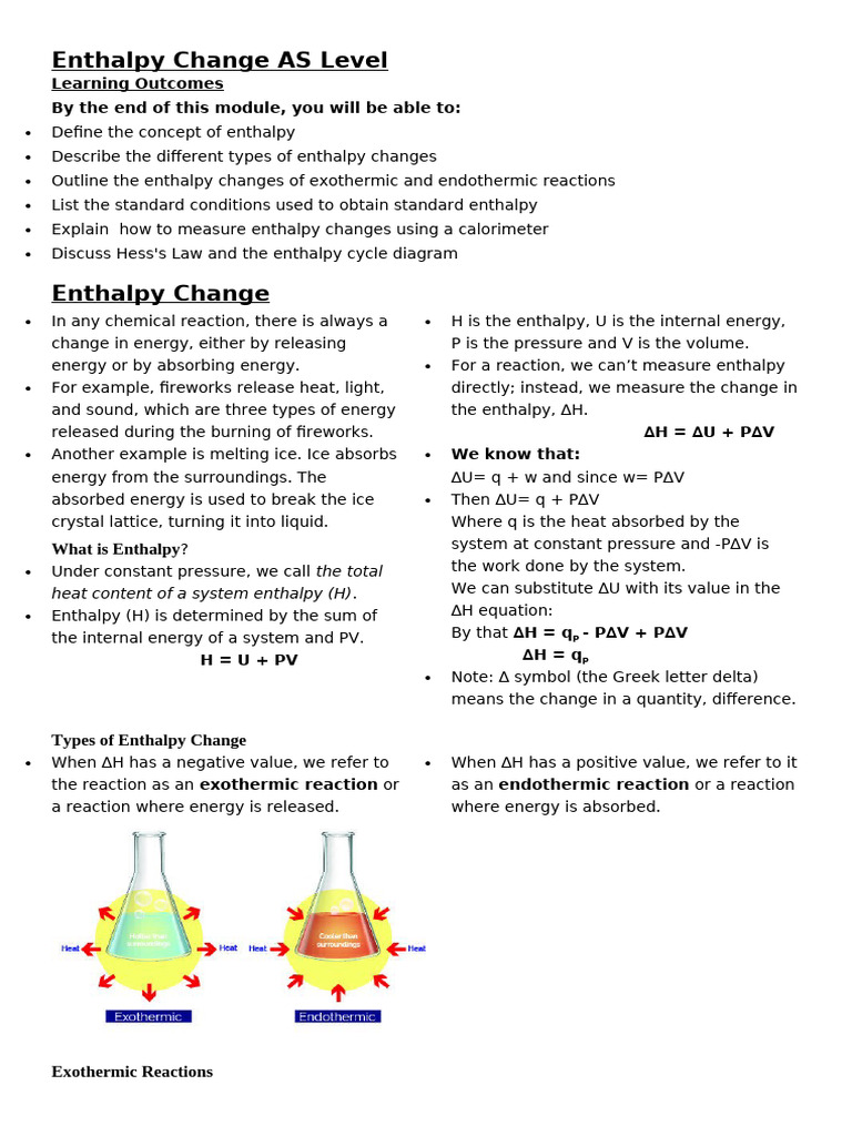 AS LEVEL COURSE Enthalpy Change MODULE 4 | PDF | Ionic Bonding | Chemical Reactions