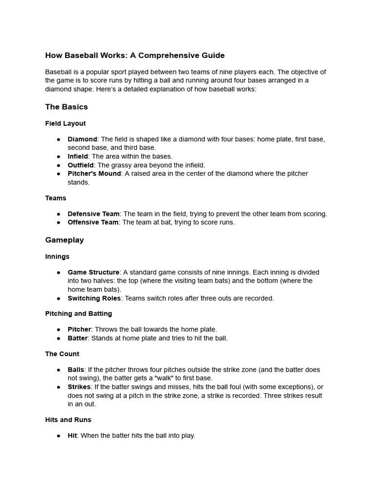 How Baseball Works - A Comprehensive Guide | PDF