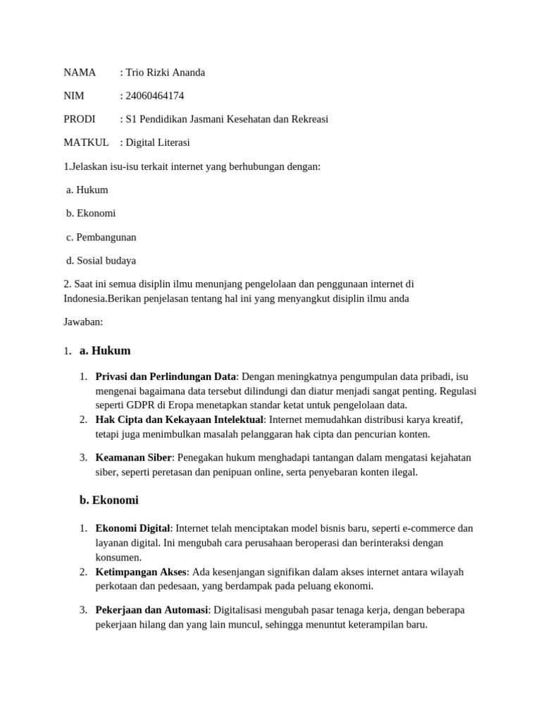 Tugas 1 Digital Literasi - Trio Rizki Ananda - 24060464174 | PDF