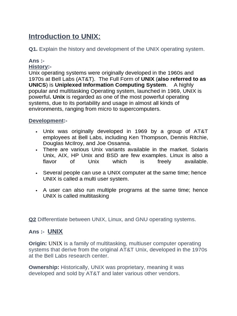 Introduction To UNIX | PDF