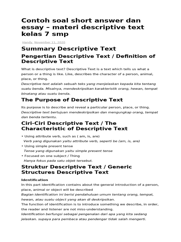 Contoh Soal Essay | PDF