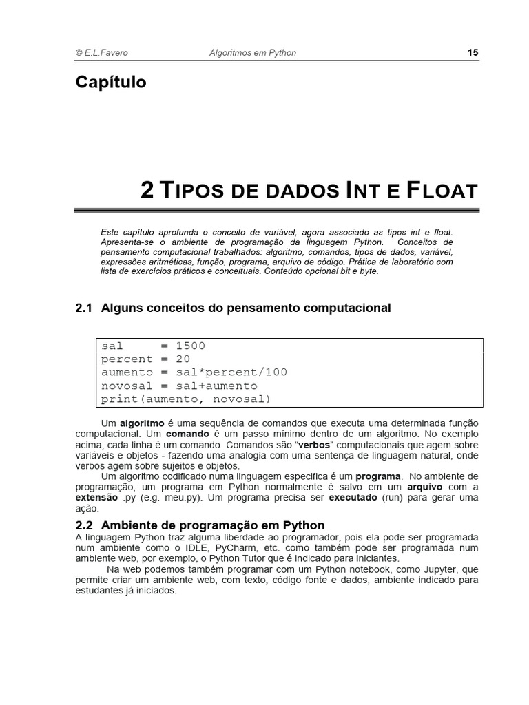 Modulo 2 - Tipos de Dados Int e Float | PDF