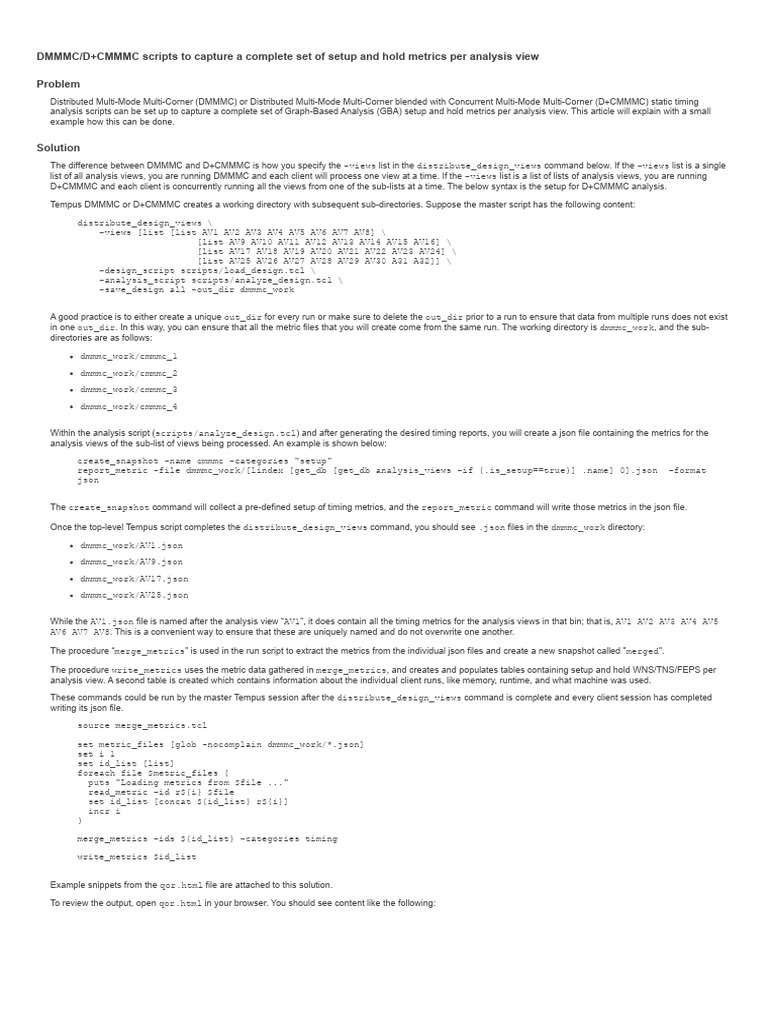 DMMMC - D+CMMMC Scripts To Capture A Complete Set of Setup and Hold Metrics Per Analysis View ...