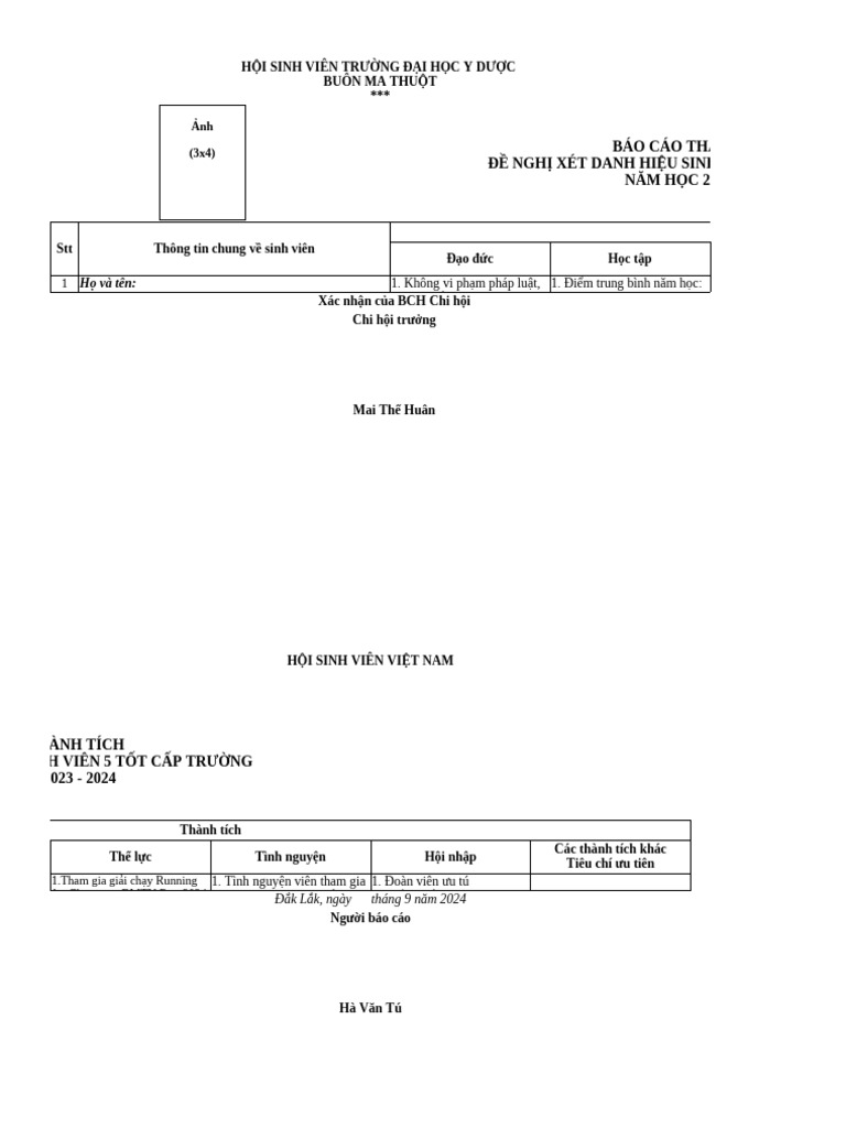 Bản sao của - Báo cáo SV5T cấp trường năm học 2023-2024 | PDF