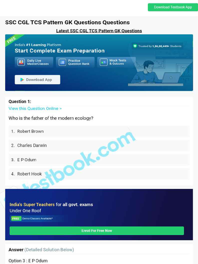 SSC CGL Tcs Pattern GK Questions 64887487ab39da7a38c6ed86 | PDF