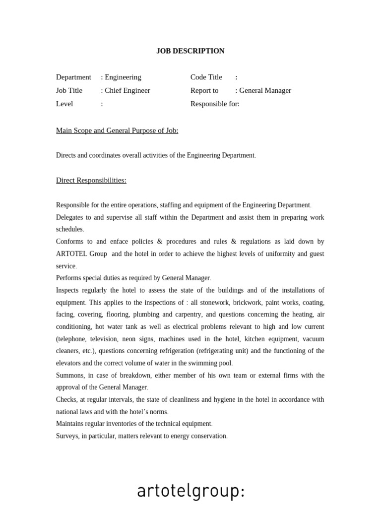 Chief Engineer | PDF