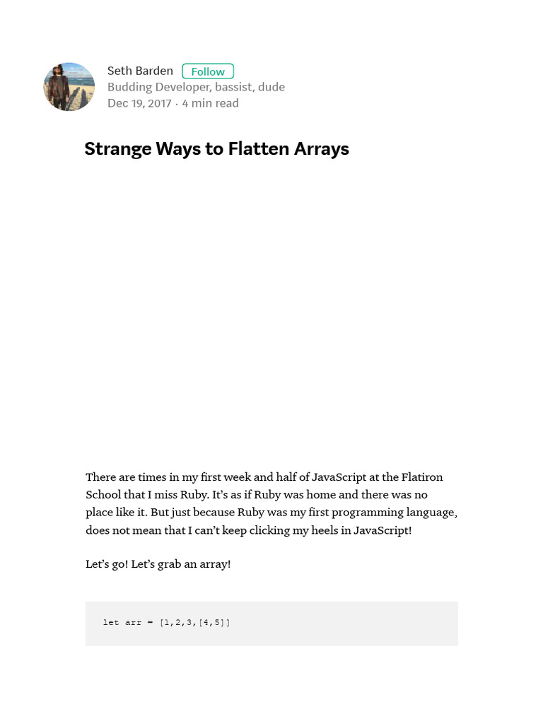Strange Ways To Flatten Arrays - Seth Barden - Medium | PDF