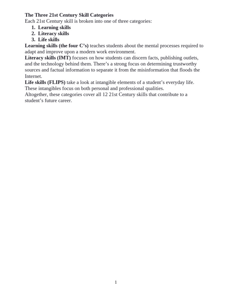 21st Century skills and Core Competencies | PDF