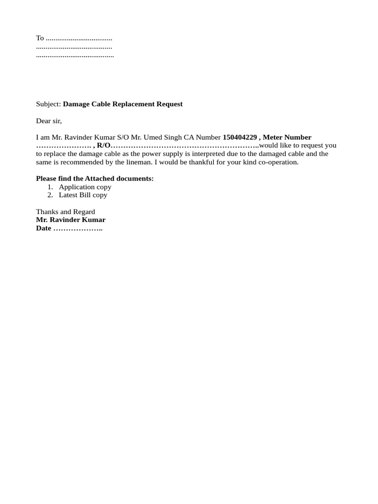 Cable Replacement Application | PDF