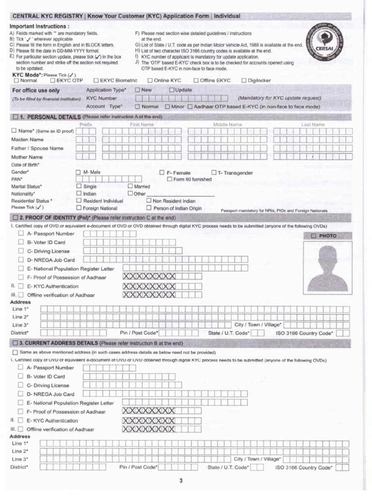Individual Ckyc Format | PDF