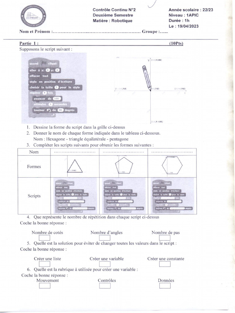 AIS 1APIC 2223 S2 C2 Informatique | PDF