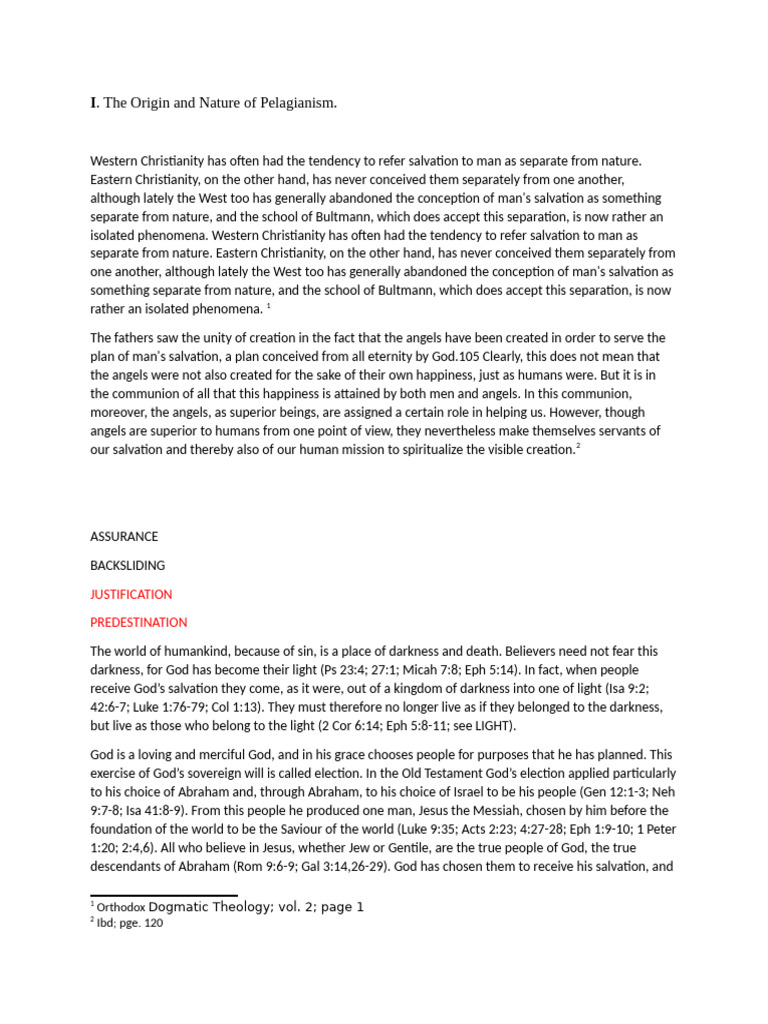 The Origin and Nature of Pelagianism.: Justification Predestination | PDF