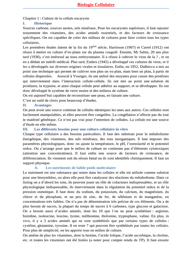 Biologie Cellulaire S5 | PDF