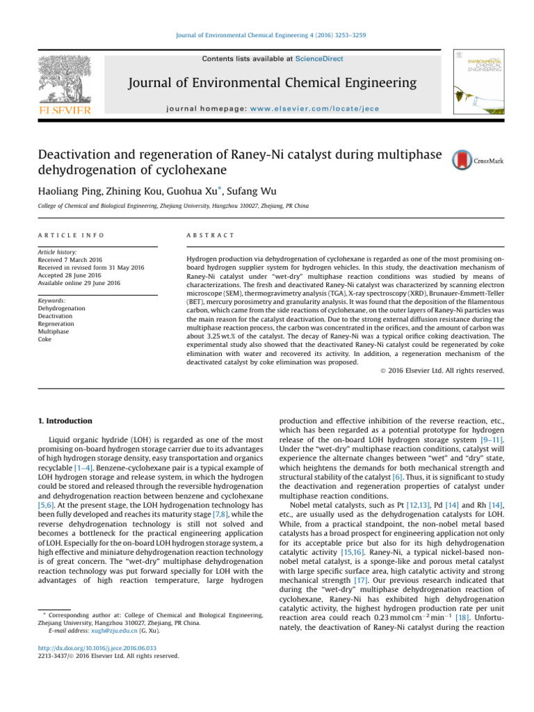 Deactivation and Regeneration of Raney-Ni Catalyst During Multiphase ...