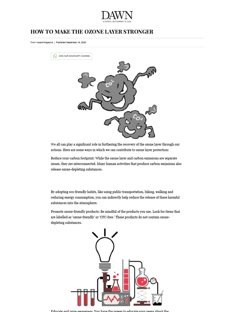 HOW TO MAKE THE OZONE LAYER STRONGER - Newspaper | PDF