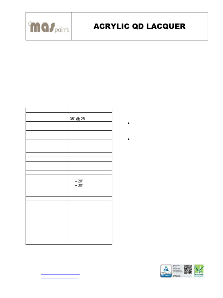 Acrylic QD Lacquer Datasheet | PDF