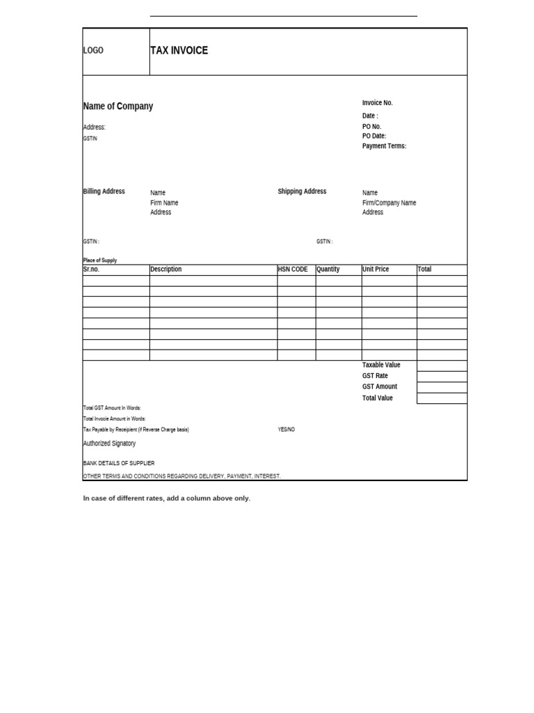 CaptainBiz GST Bill Format in Excel | PDF