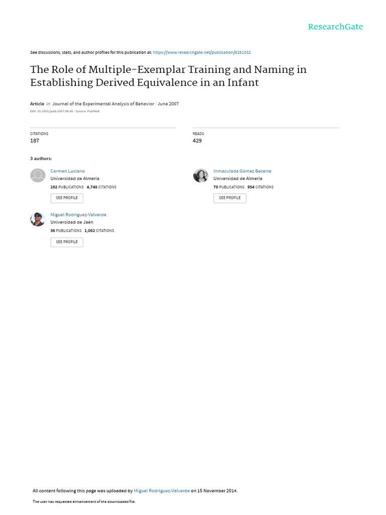 The Role of Multiple-Exemplar Training and Naming | PDF