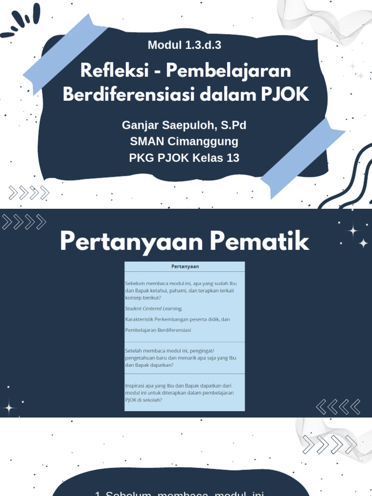 Refleksi - Pembelajaran Berdiferensiasi Dalam PJOK | PDF