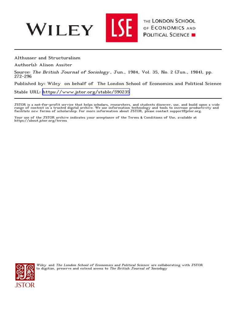 Essay-Alison Assiter-Althusser and Structuralism | PDF