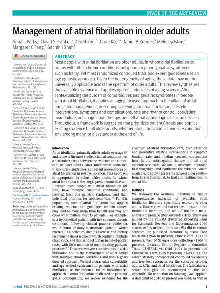 Management of Atrial Fibrillation in Older Adults | PDF