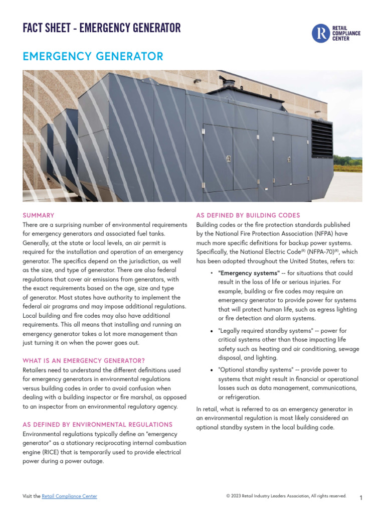 Emergency Generator Fact Sheet Interactive - 1 | PDF