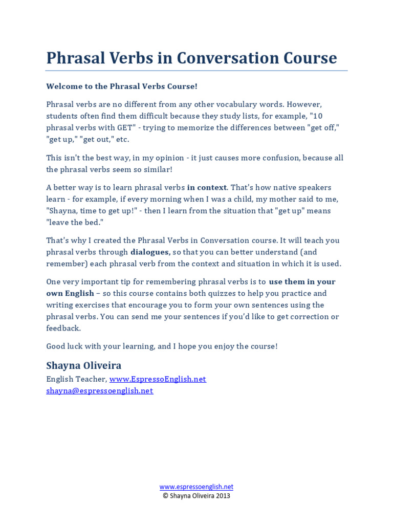 E-Book - Phrasal Verbs in Conversation Course | PDF