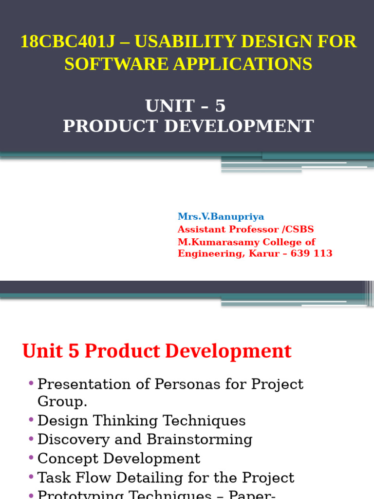 18CBC401J - Usability Design For Software Applications | PDF