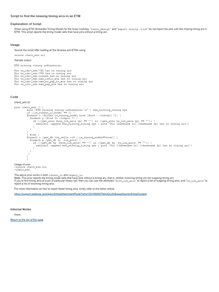 Script To Find The Missing Timing Arcs in An ETM | PDF | Computers