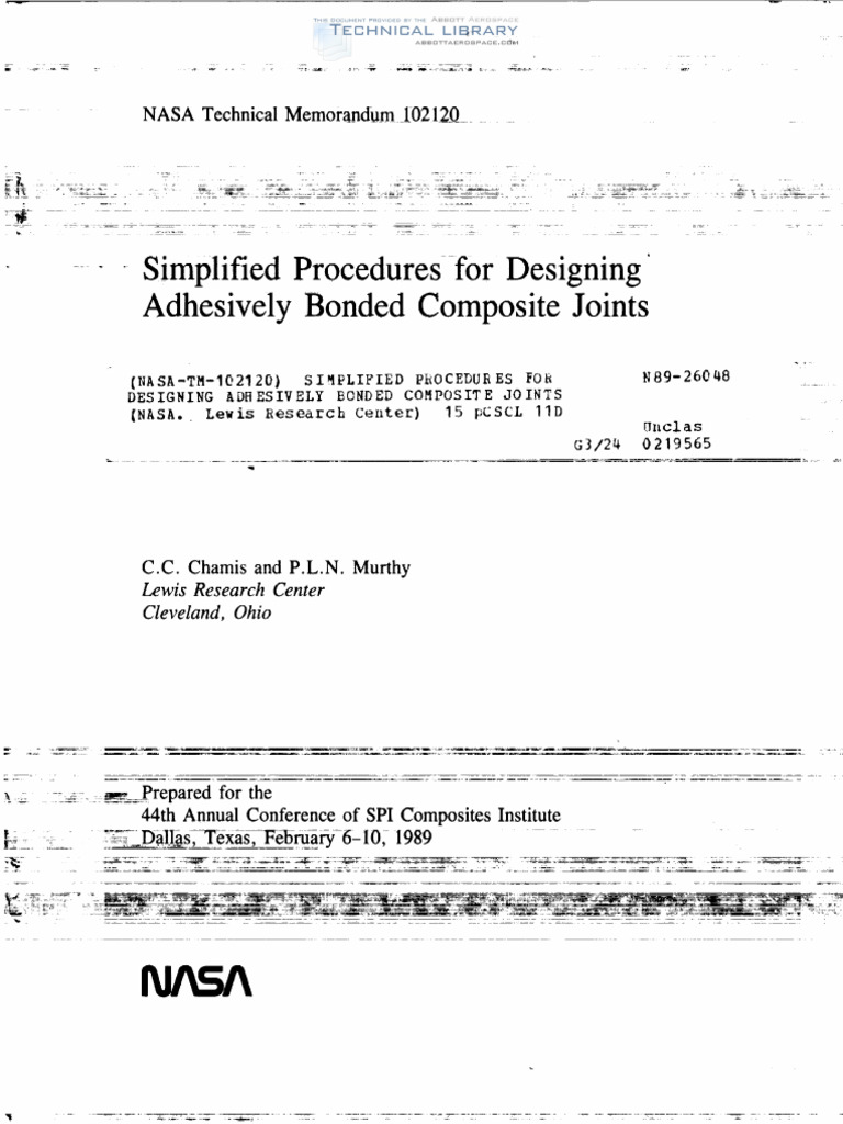 NASA-TM-102120 Simplified Procedures For Designing Adhesively Bonded ... NASA-TM-102120 Simplified Procedures For Designing Adhesively Bonded ...