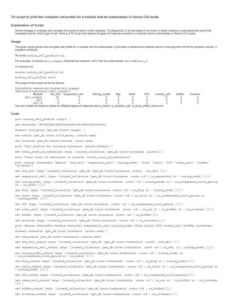 Tcl Script for Module Cell Profile | PDF | Module (Mathematics ...