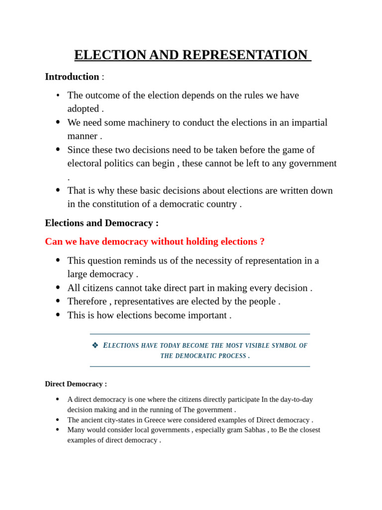 Election and Representation | PDF | Electoral District | Elections