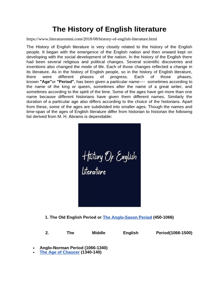 English Literary Periods, Brief | PDF