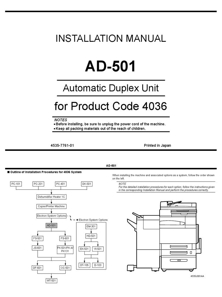 Installation AD 501 | Electrical Connector | Screw