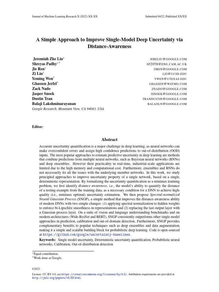 Simple Approach To Improve Single Model Deep Unc Via Distance Awareness ...