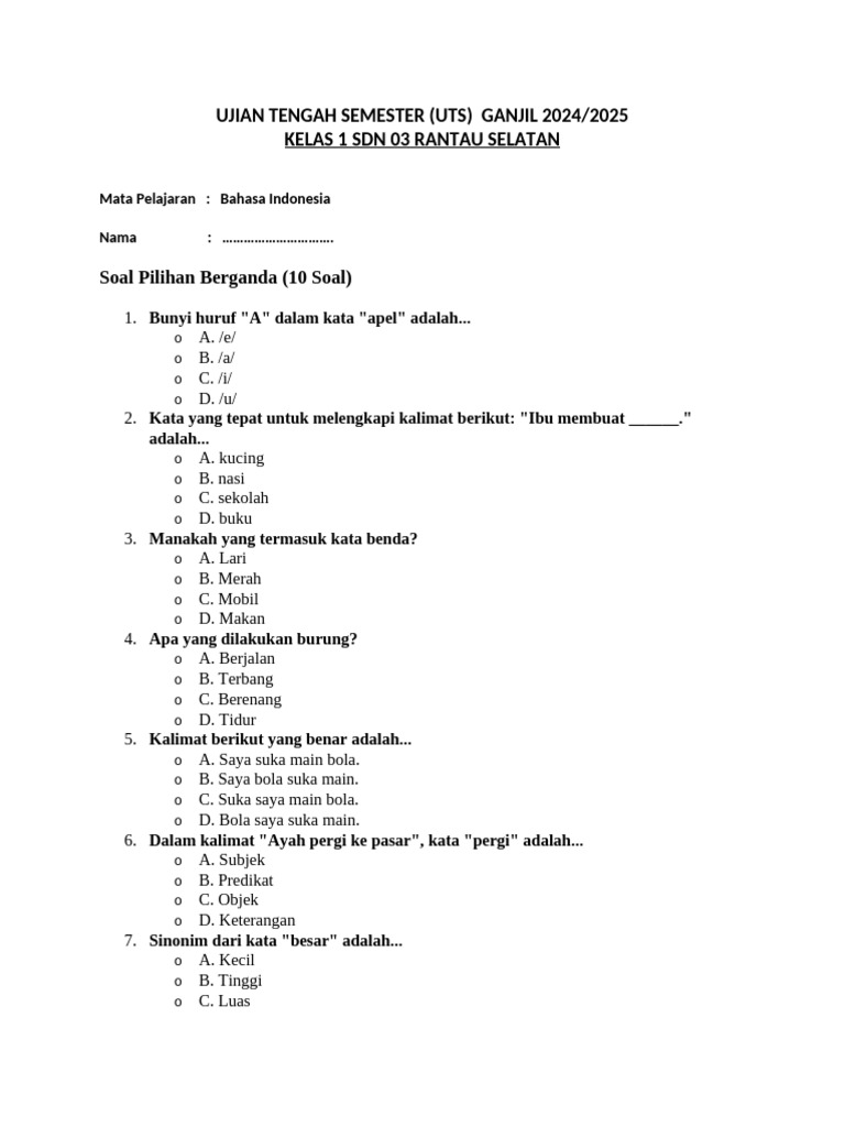 Uts Ganjil 2024 | PDF