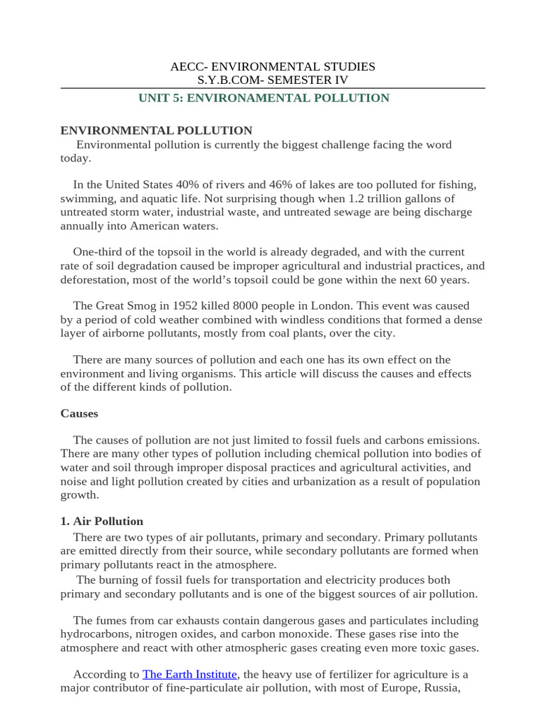 EVS Final NOTES SEM IV | PDF