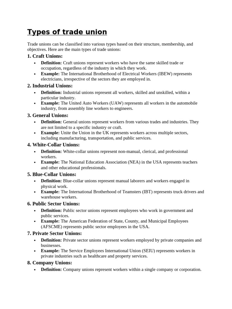 Types of Trade Union | PDF