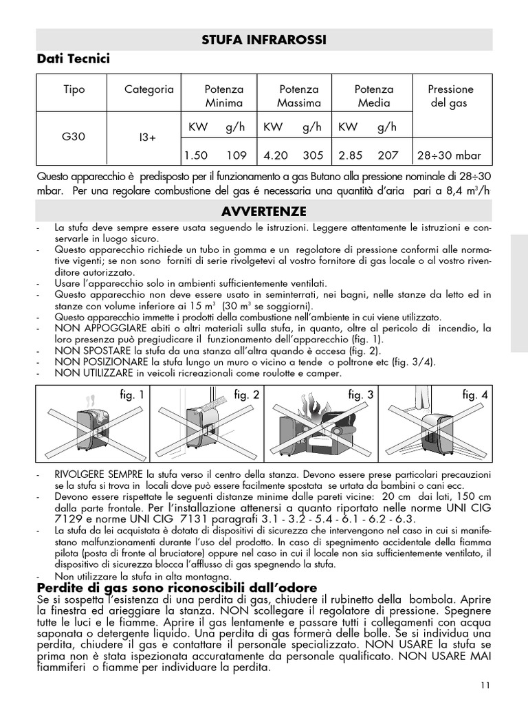 DE LONGHI Manuale Istruzione Stufe A Gas INFRARED IH BLUE | PDF