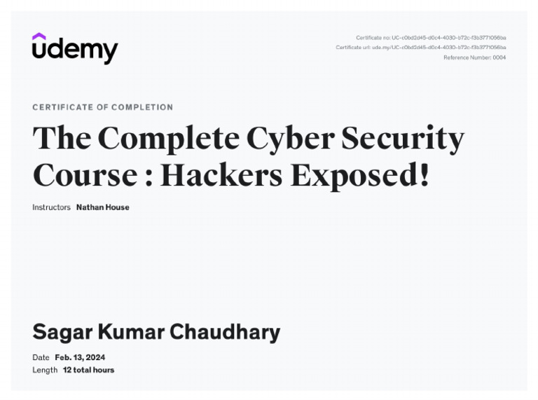 Udemy Cybersecurity Certificate | PDF