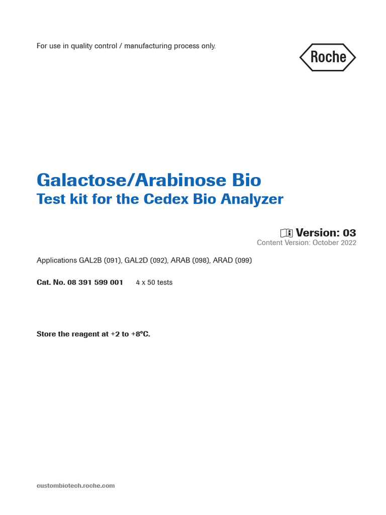 Roche - CEDEX Galactose-Arabinose Assay | PDF
