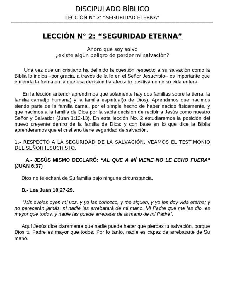 Seguridad Eterna en la Salvación Cristiana | PDF | Salvación | Vida eterna (cristianismo)