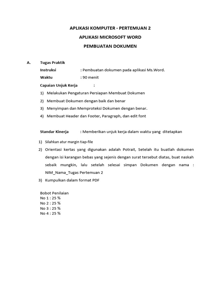 Tugas Sesi 2 Aplikom - Ms Word - Pembuatan Dokumen | PDF