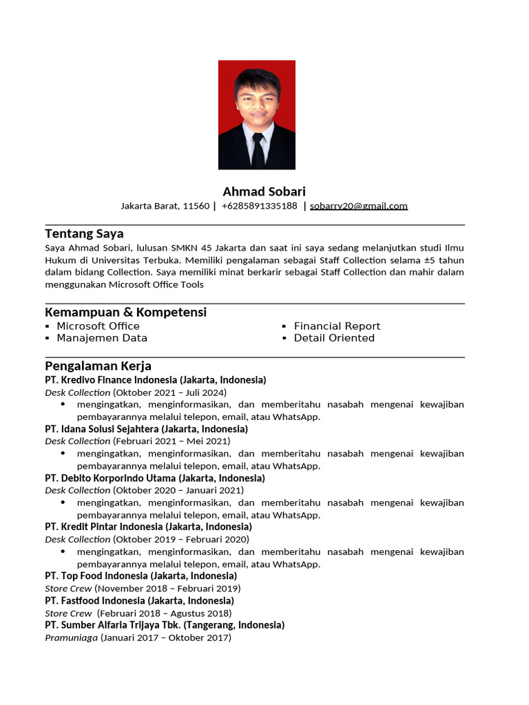 CV Ahmad Sobari | PDF