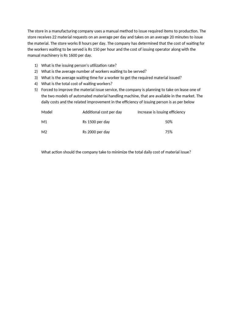 Queuing Theory Problem 1 MIT WPU OM 18-20 | PDF