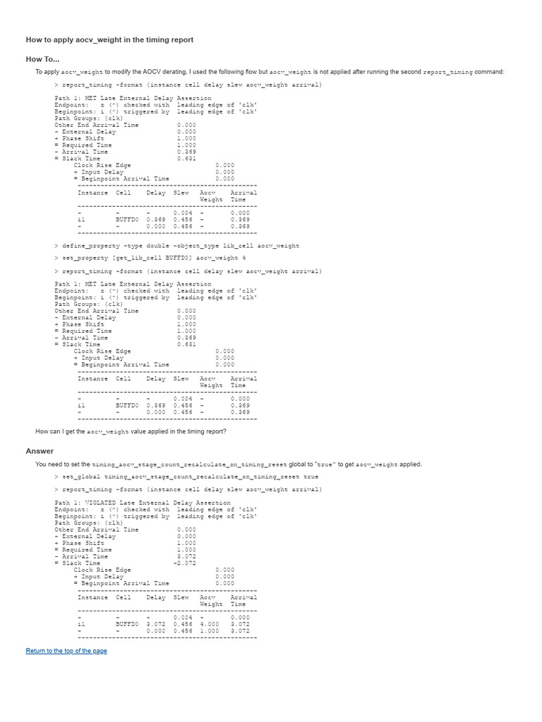 How To Apply Aocv - Weight in The Timing Report | PDF | Computer Engineering