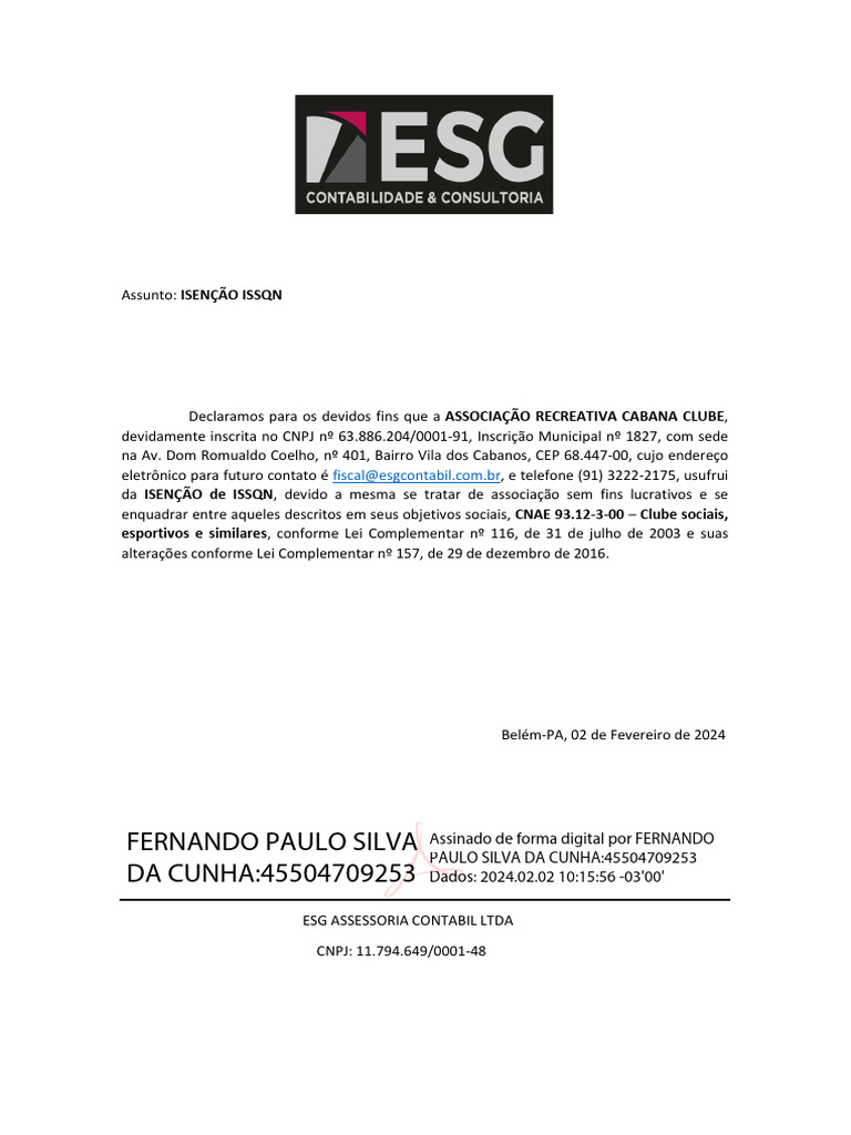 Declaração Issqn | PDF