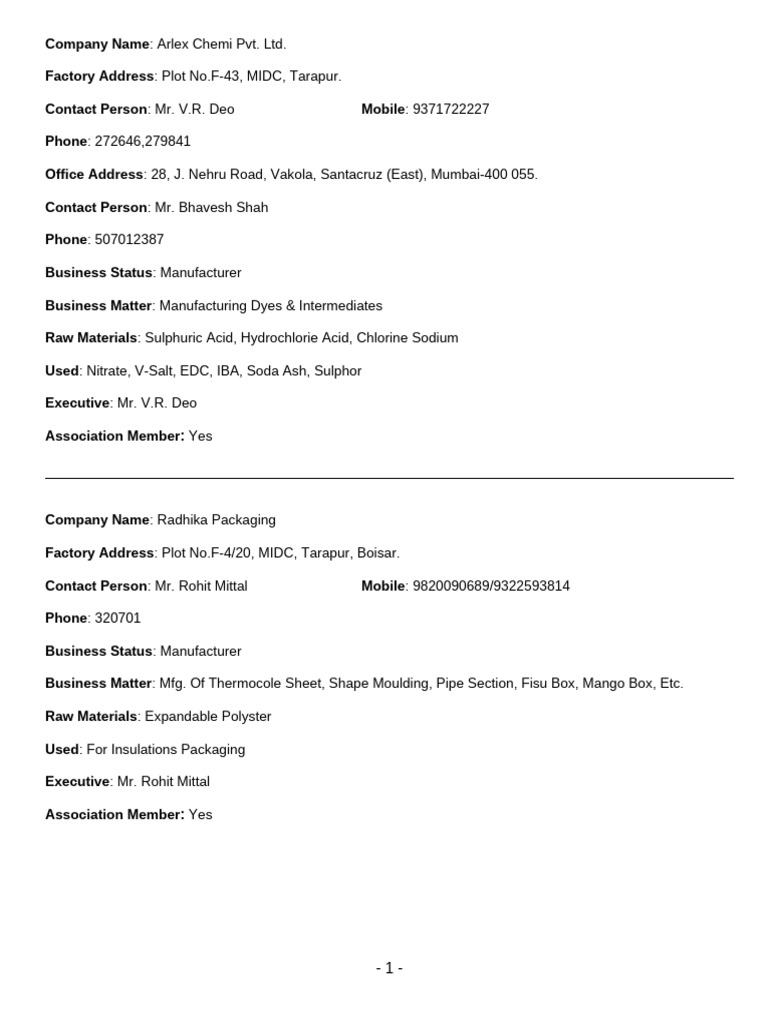 Boisar Directory Data Entry-2 | PDF